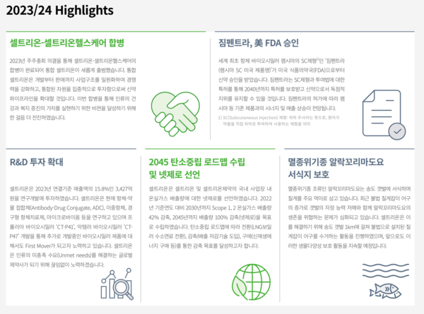 셀트리온, ESG보고서 발간 ‘2045년까지 직간접 온실가스 100% 감축’ - 포인트경제